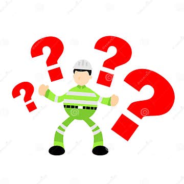Worker Engineer Man Ask Something Confusion Cartoon Doodle Flat Design ...