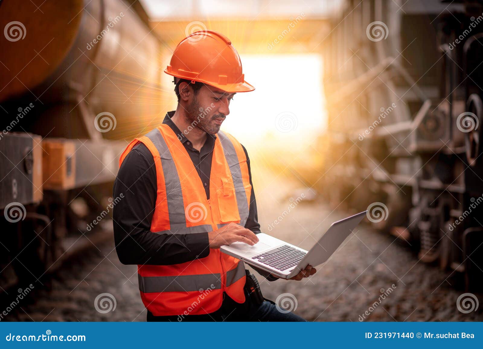 Engineer Railway Under Checking Construction Process Train Testing And ...