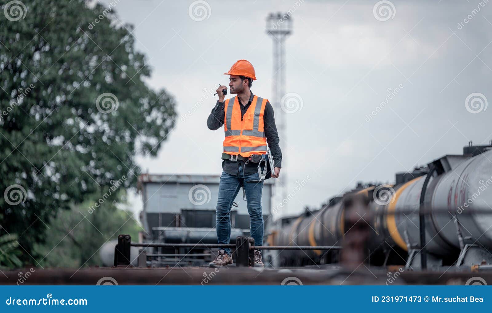 Engineer Railway Under Checking Construction Process Train Testing and ...