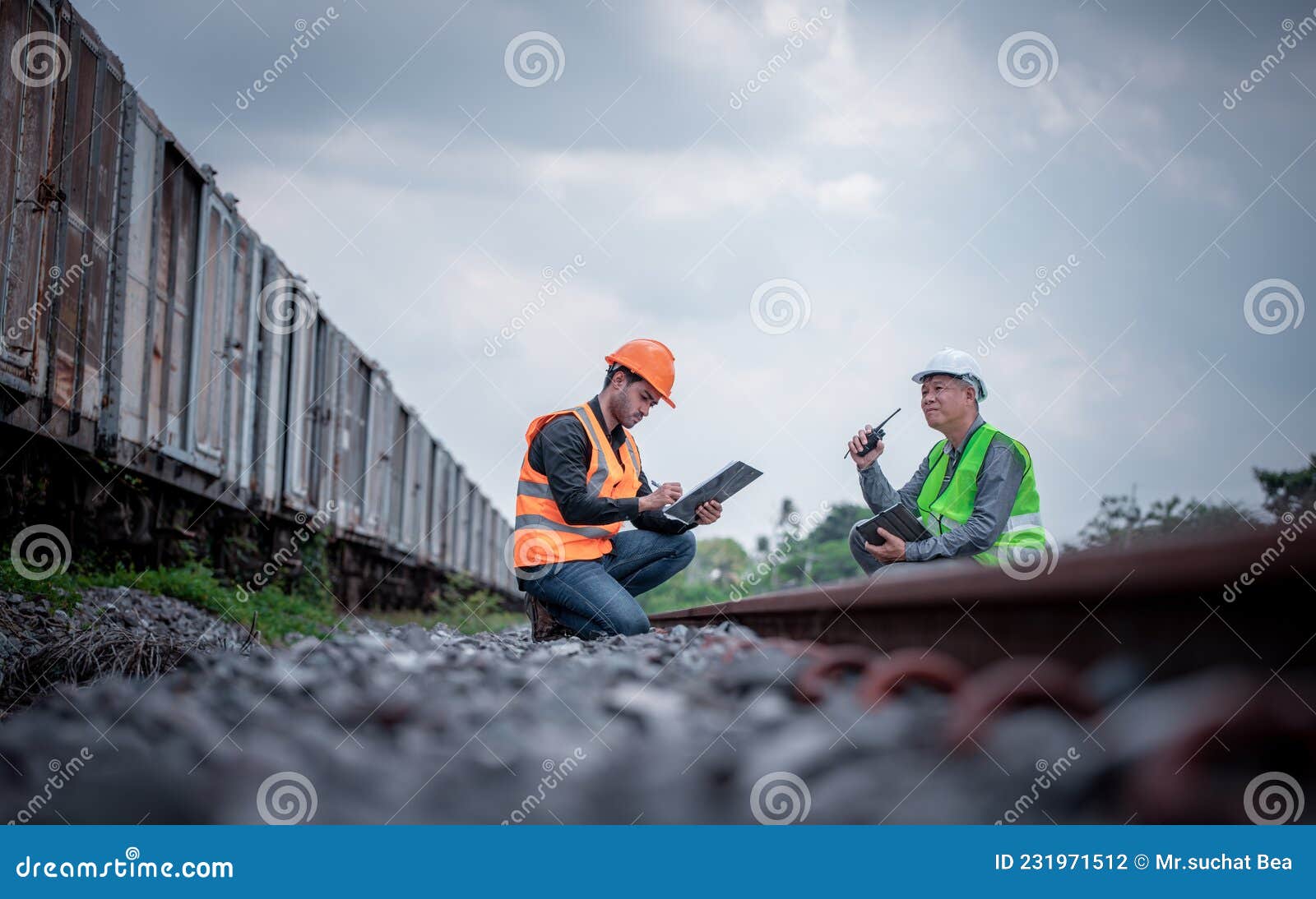 Engineer Railway Under Checking Construction Process Train Testing and ...