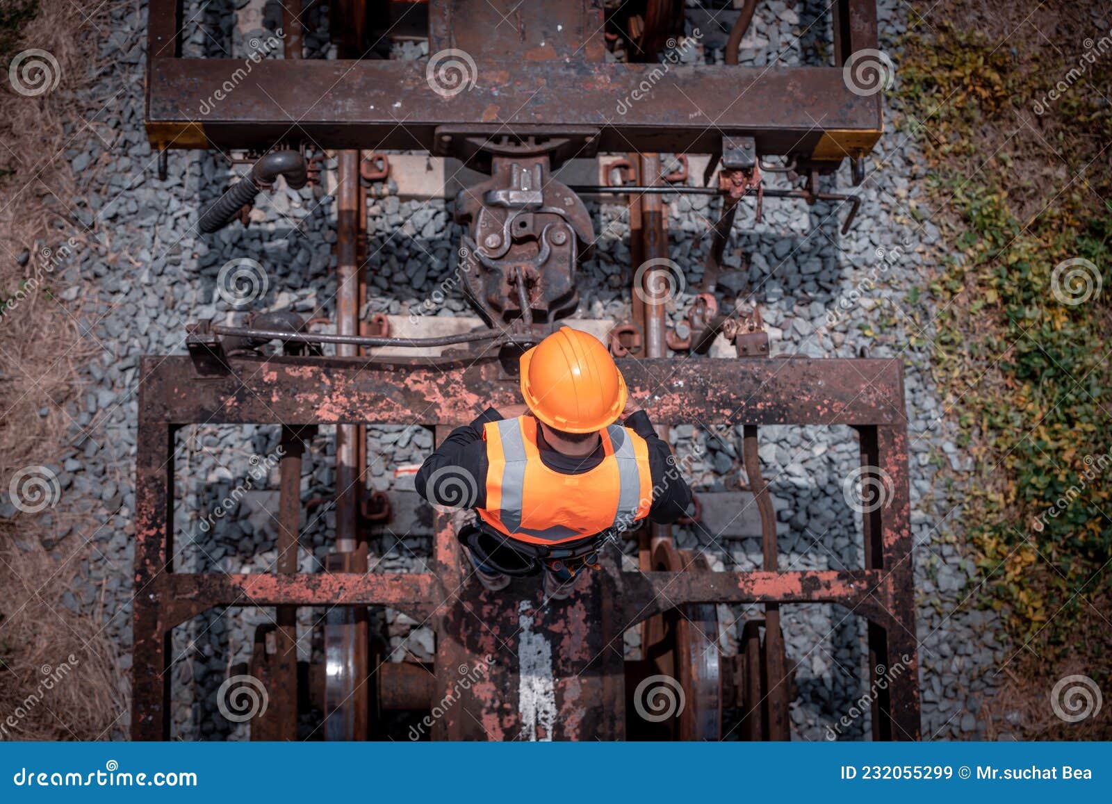 Engineer Railway Under Checking Construction Process Train Testing and ...