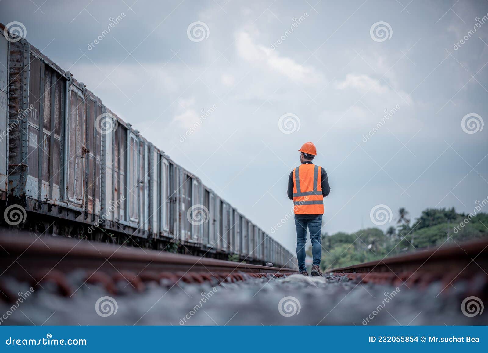 Engineer Railway Under Checking Construction Process Train Testing and ...