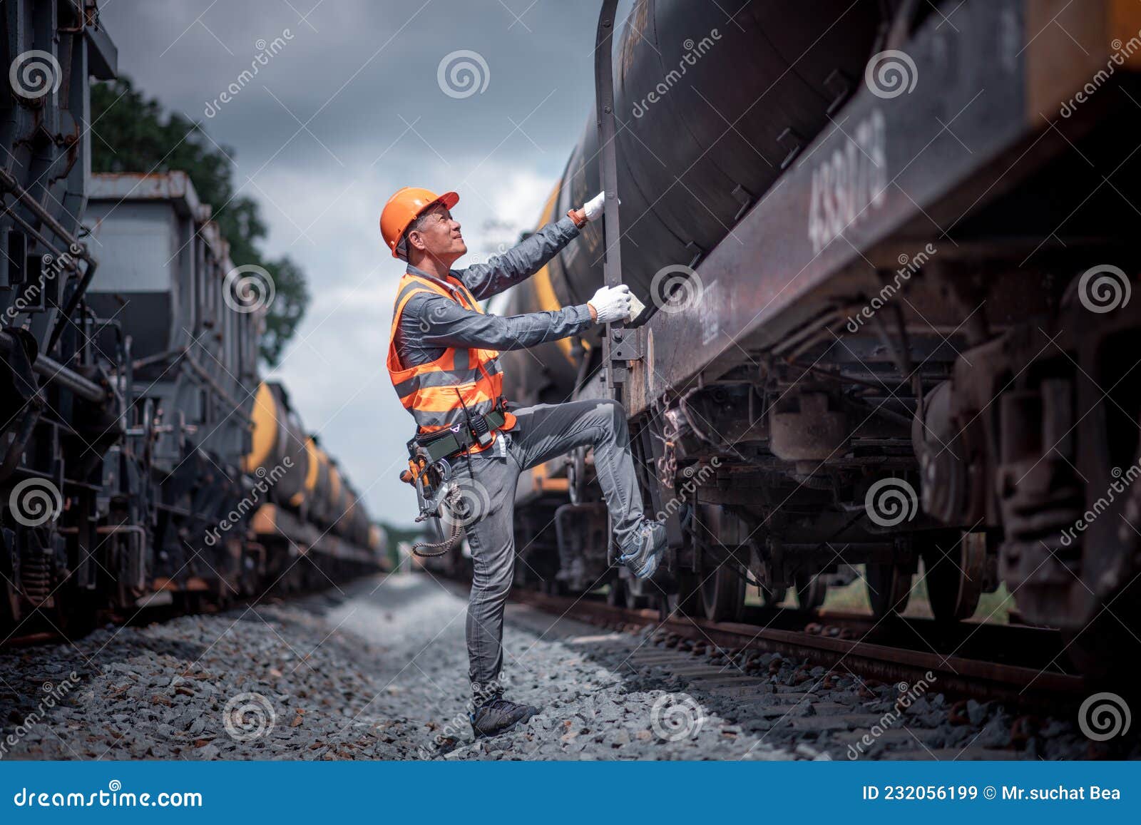 Engineer Railway Under Checking Construction Process Train Testing and ...
