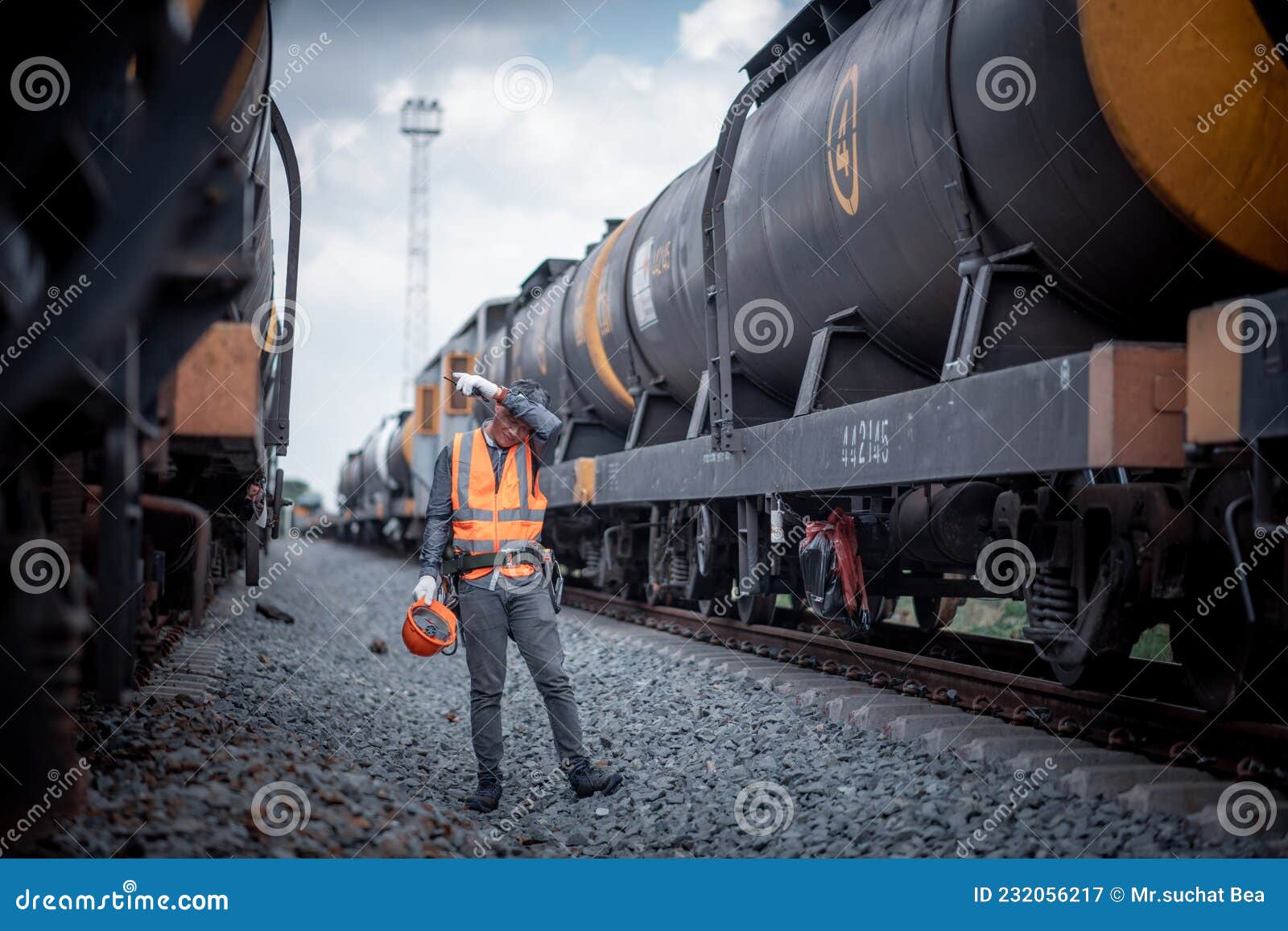 Engineer Railway Under Checking Construction Process Train Testing and ...