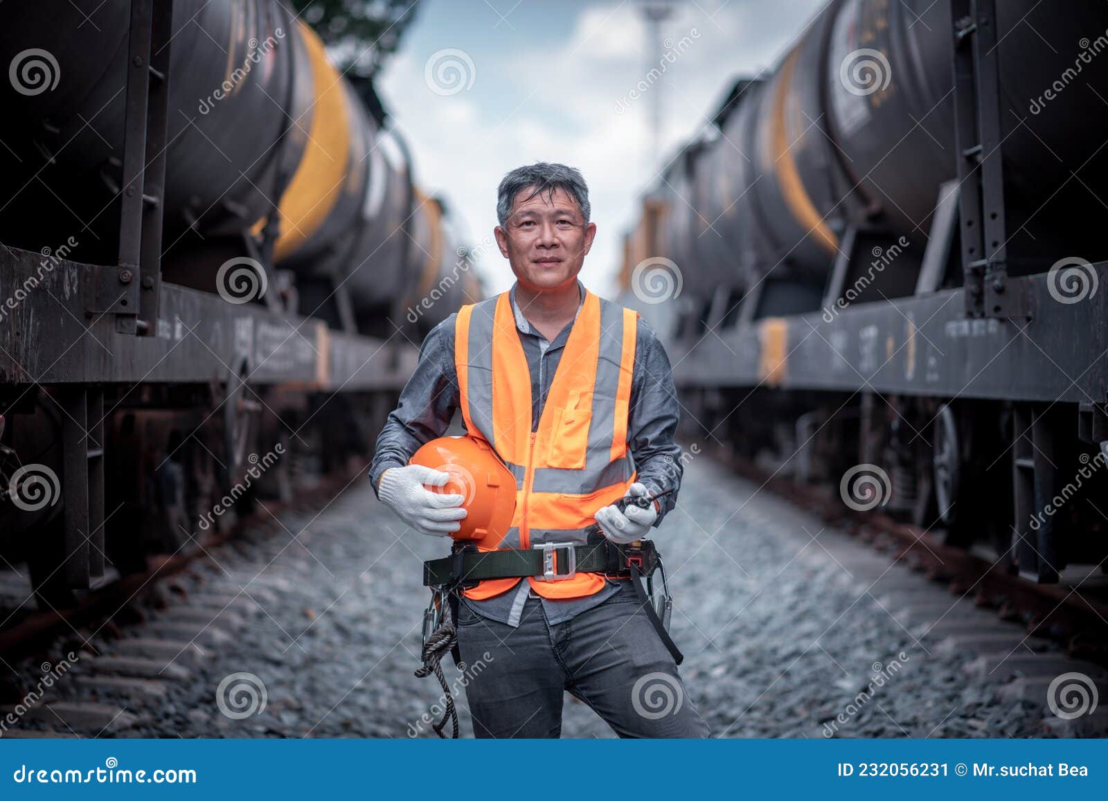 Engineer Railway Under Checking Construction Process Train Testing and ...