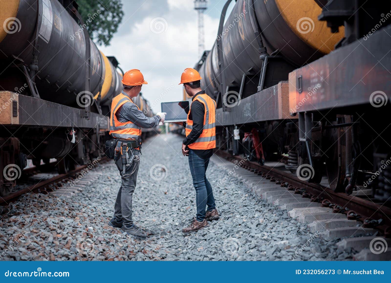 Engineer Railway Under Checking Construction Process Train Testing and ...