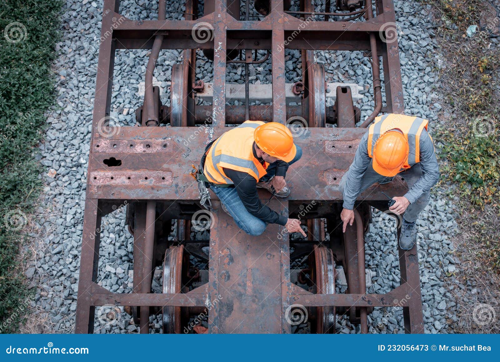 Engineer Railway Under Checking Construction Process Train Testing and ...