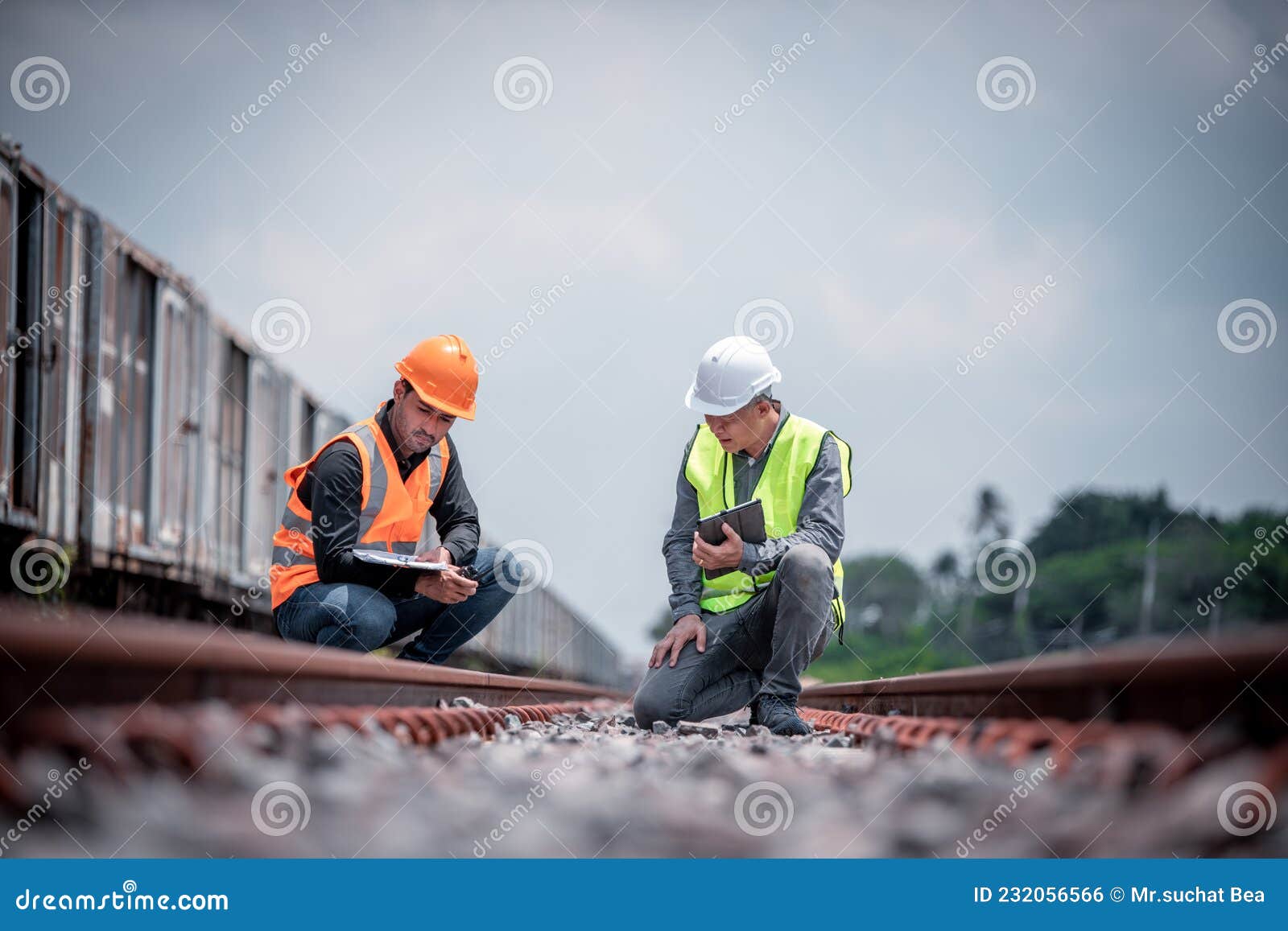Engineer Railway Under Checking Construction Process Train Testing and ...