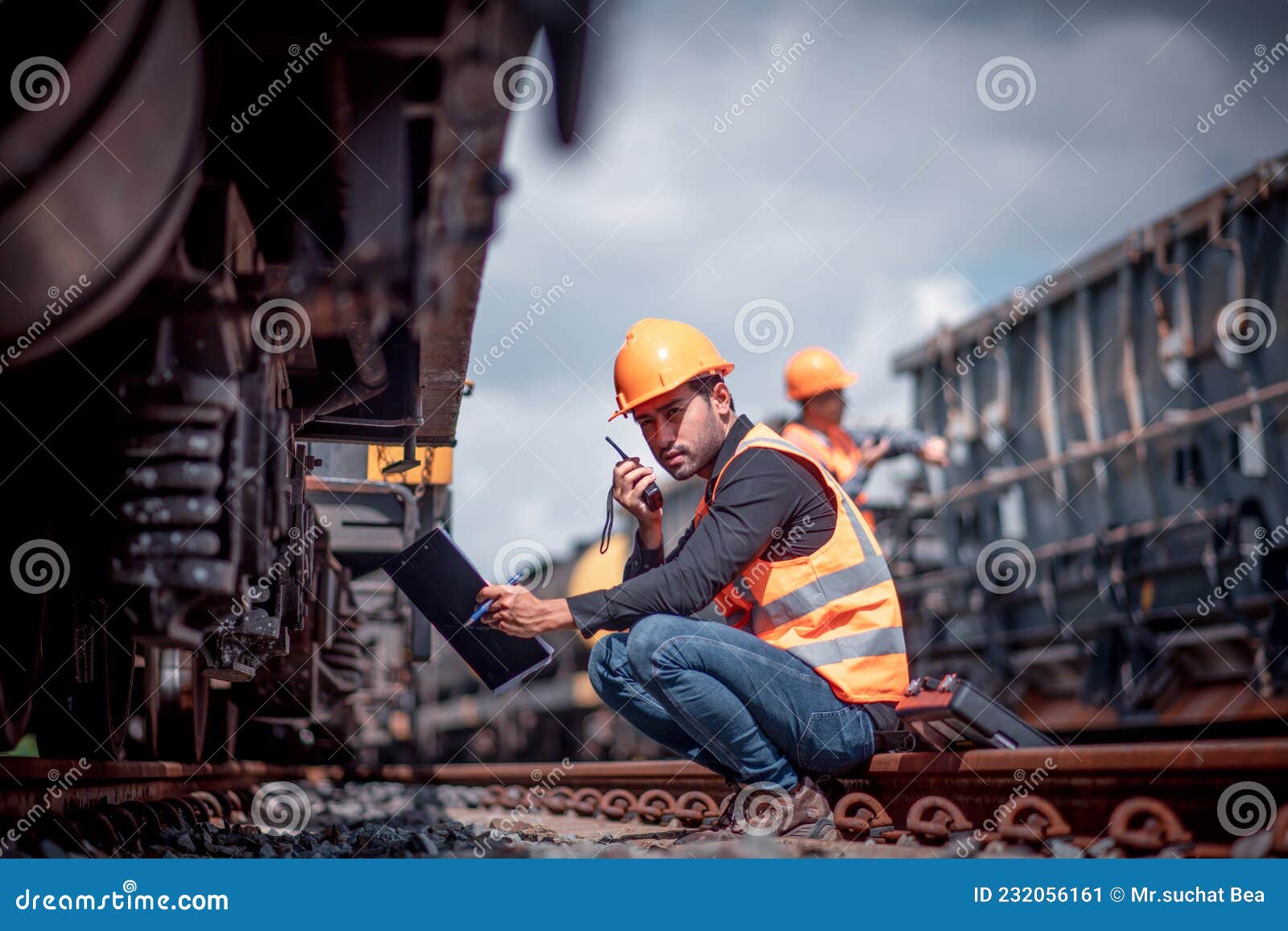 Engineer Railway Under Checking Construction Process Train Testing and ...