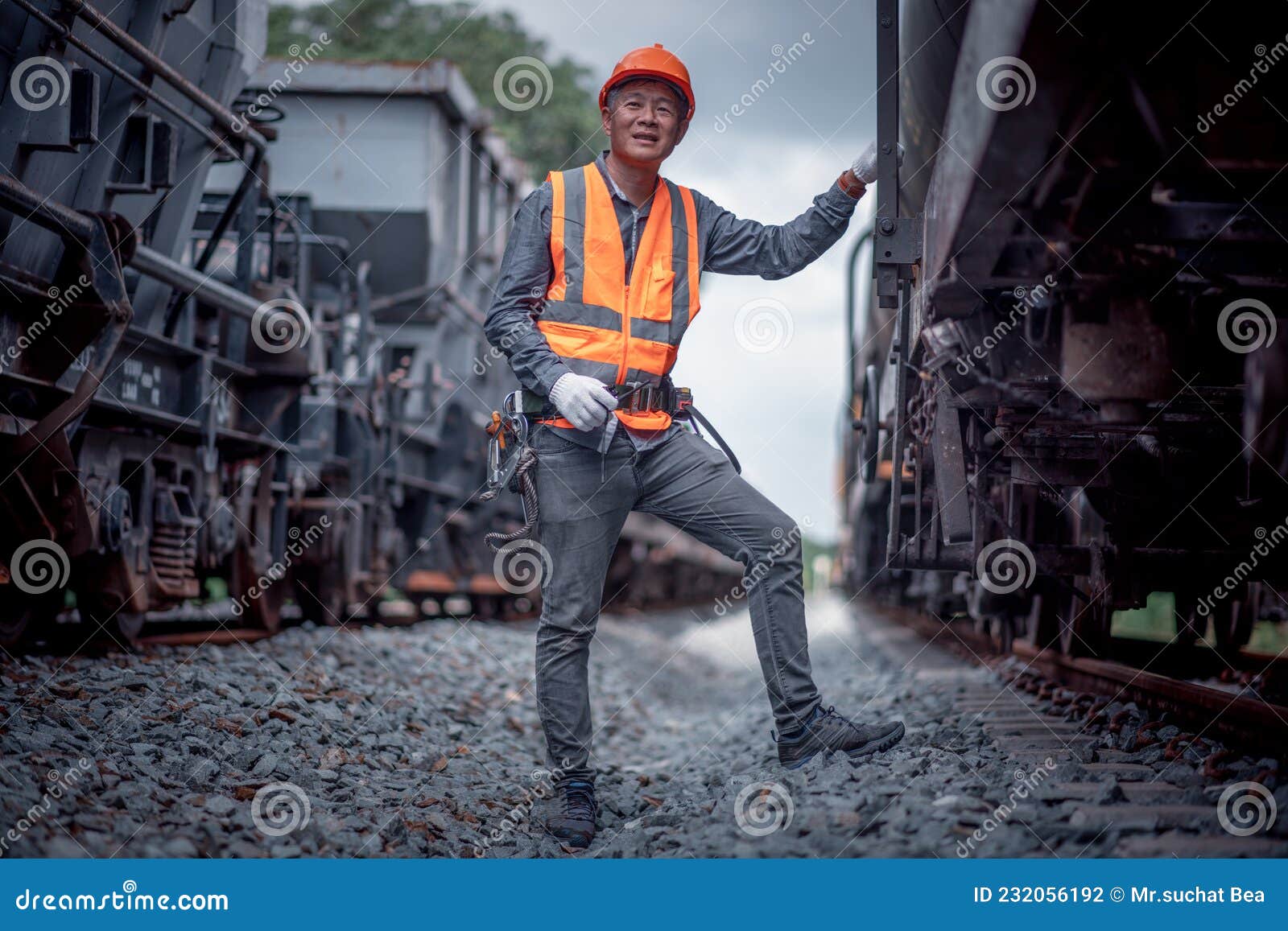 Engineer Railway Under Checking Construction Process Train Testing and ...