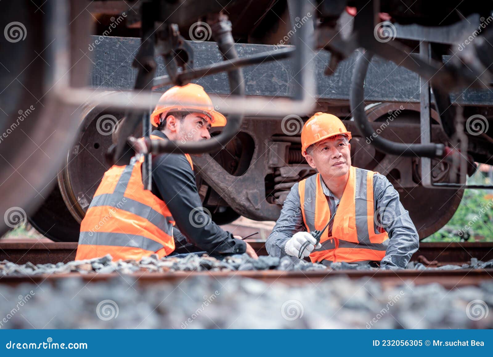 Engineer Railway Under Checking Construction Process Train Testing And ...
