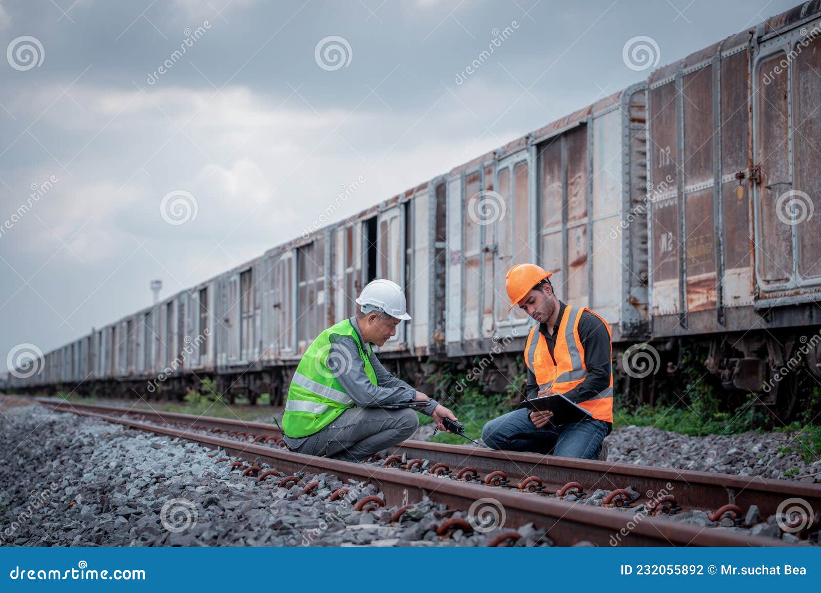 Engineer Railway Under Checking Construction Process Train Testing and ...