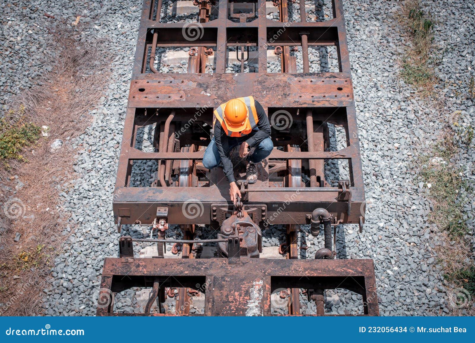 Engineer Railway Under Checking Construction Process Train Testing and ...