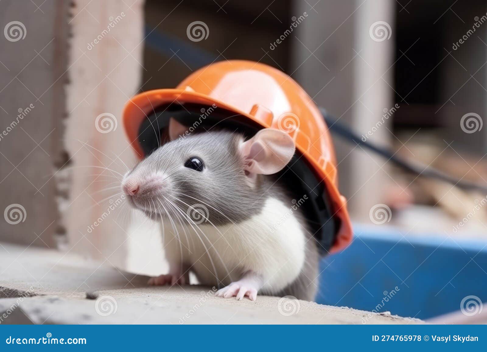 Engineer Rat in a Work Helmet on a Construction Site Stock Illustration ...