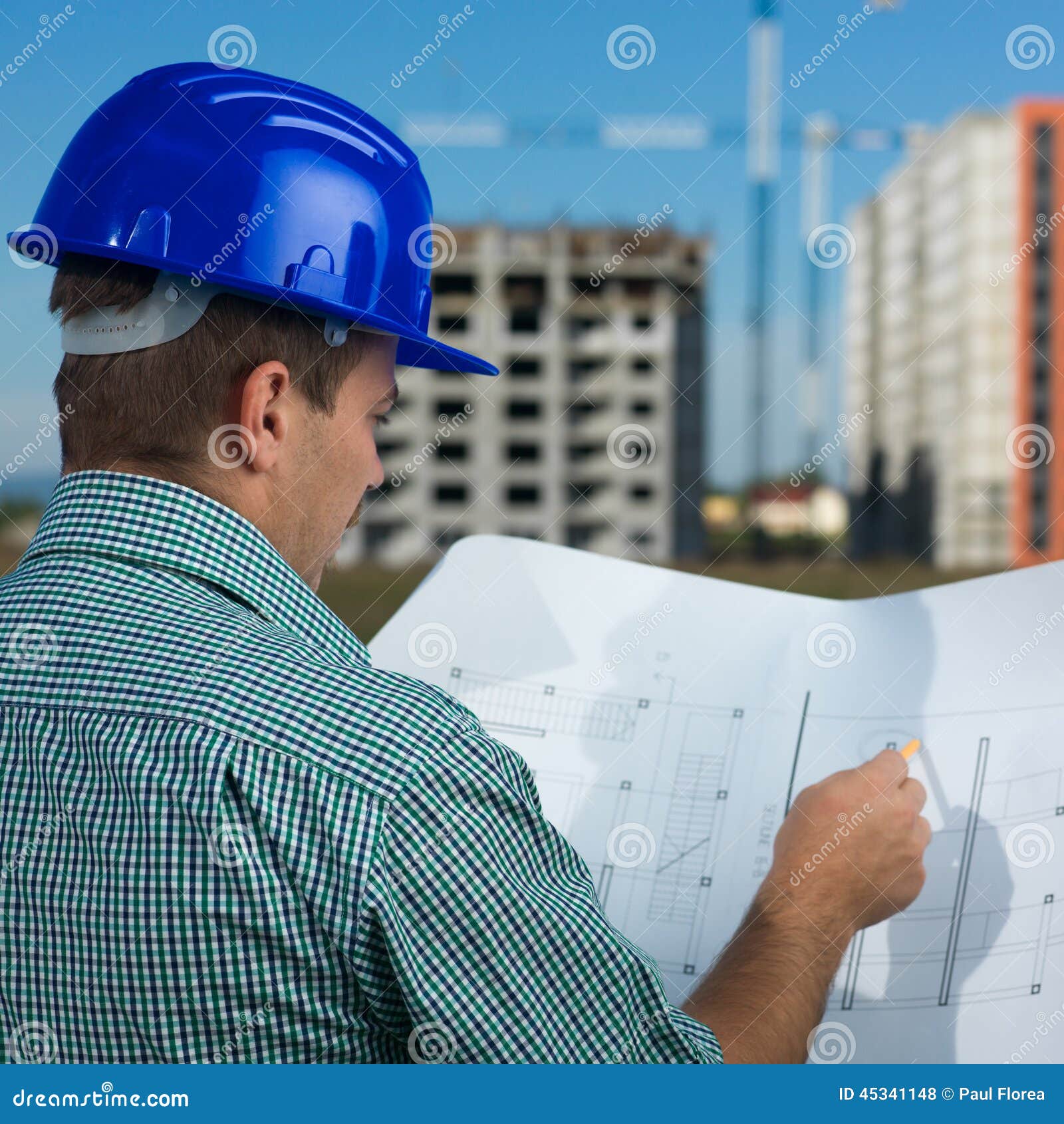 Engineer Reading Construction Plan Stock Photo - Image of profession ...