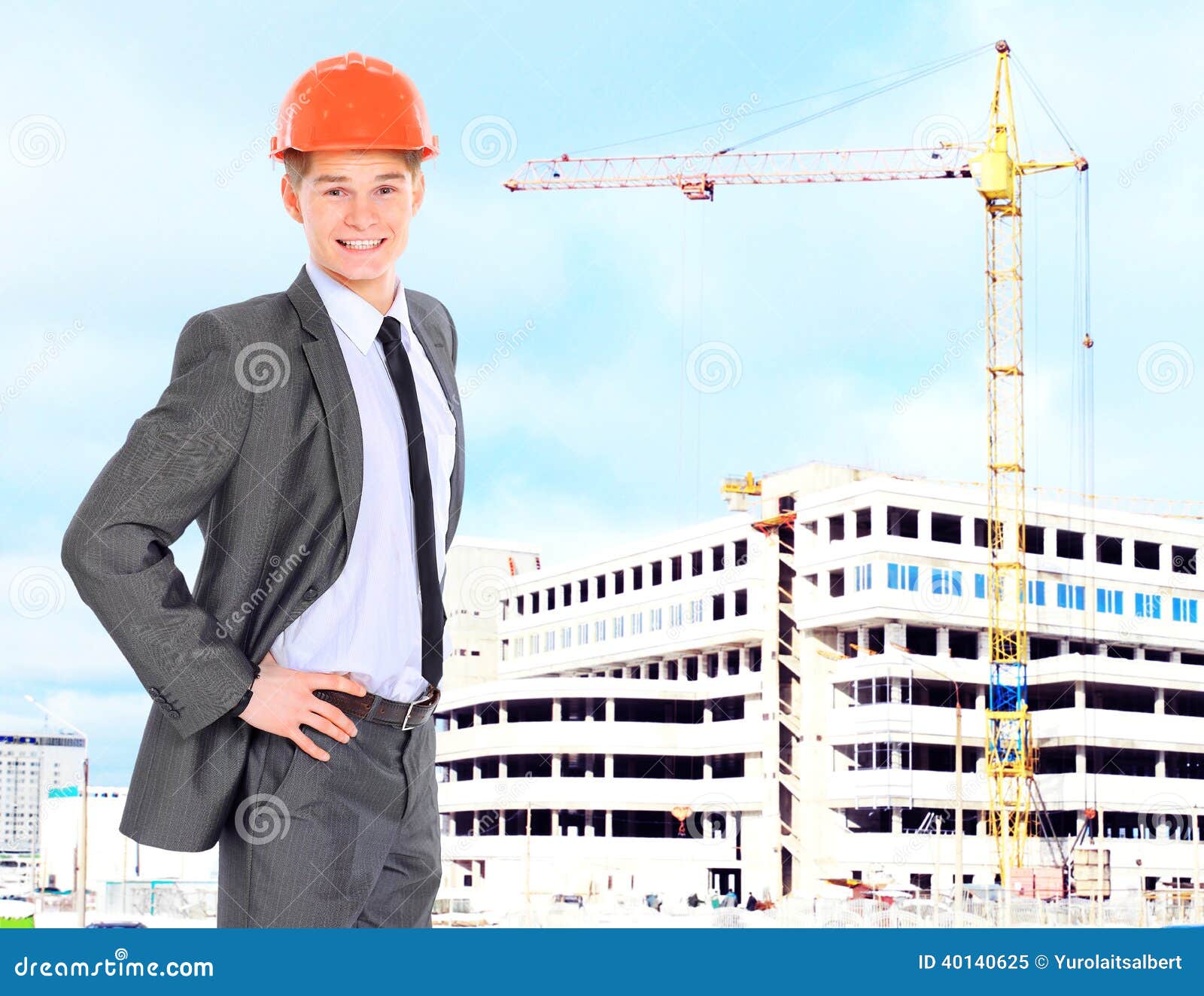 Engineer with Red Hard Hat stock image. Image of power - 40140625