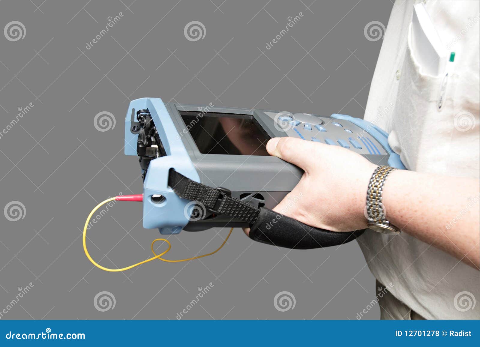 Engineer with Reflectometer Stock Photo - Image of laser, electricity ...