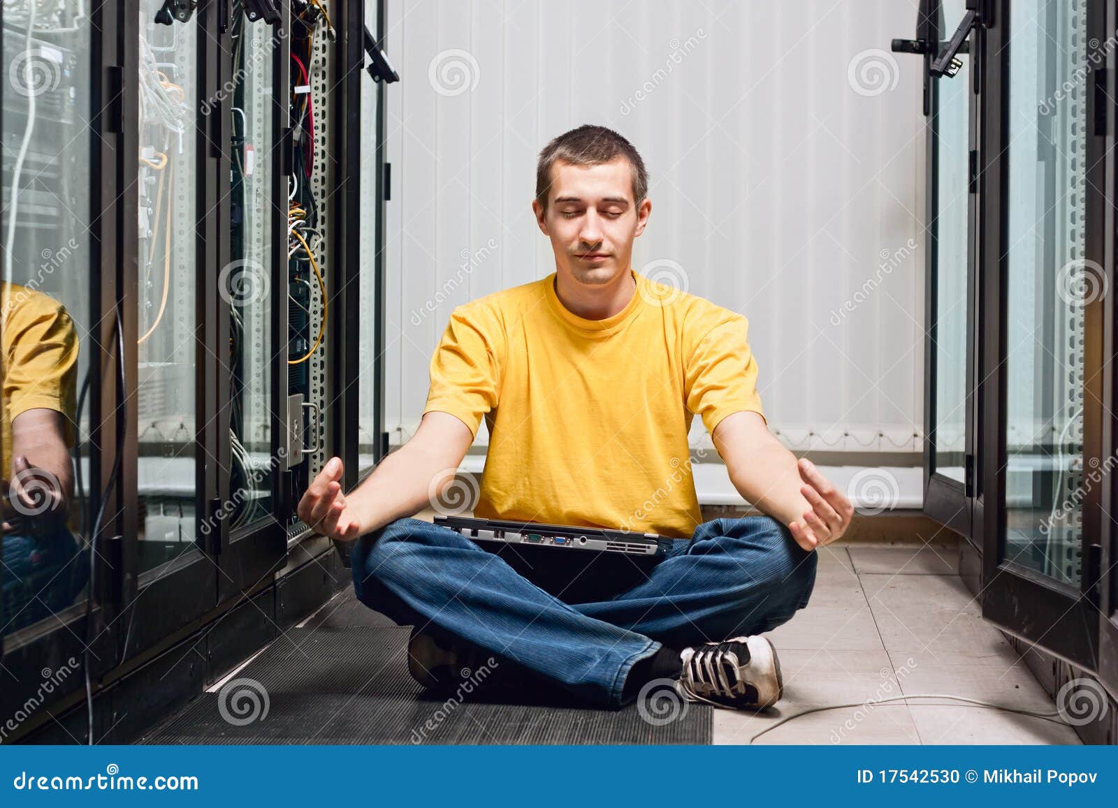 The Engineer Relaxing Near Equipment Stock Photo - Image of configuring ...