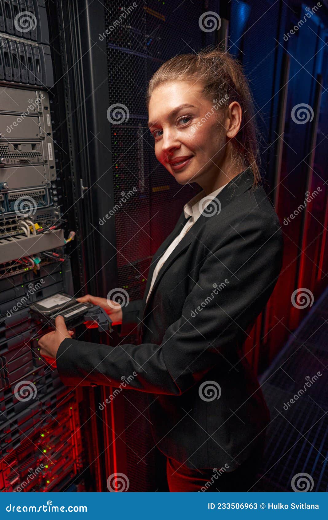 It Engineer Removes Blade Server in Data Center Stock Image - Image of ...