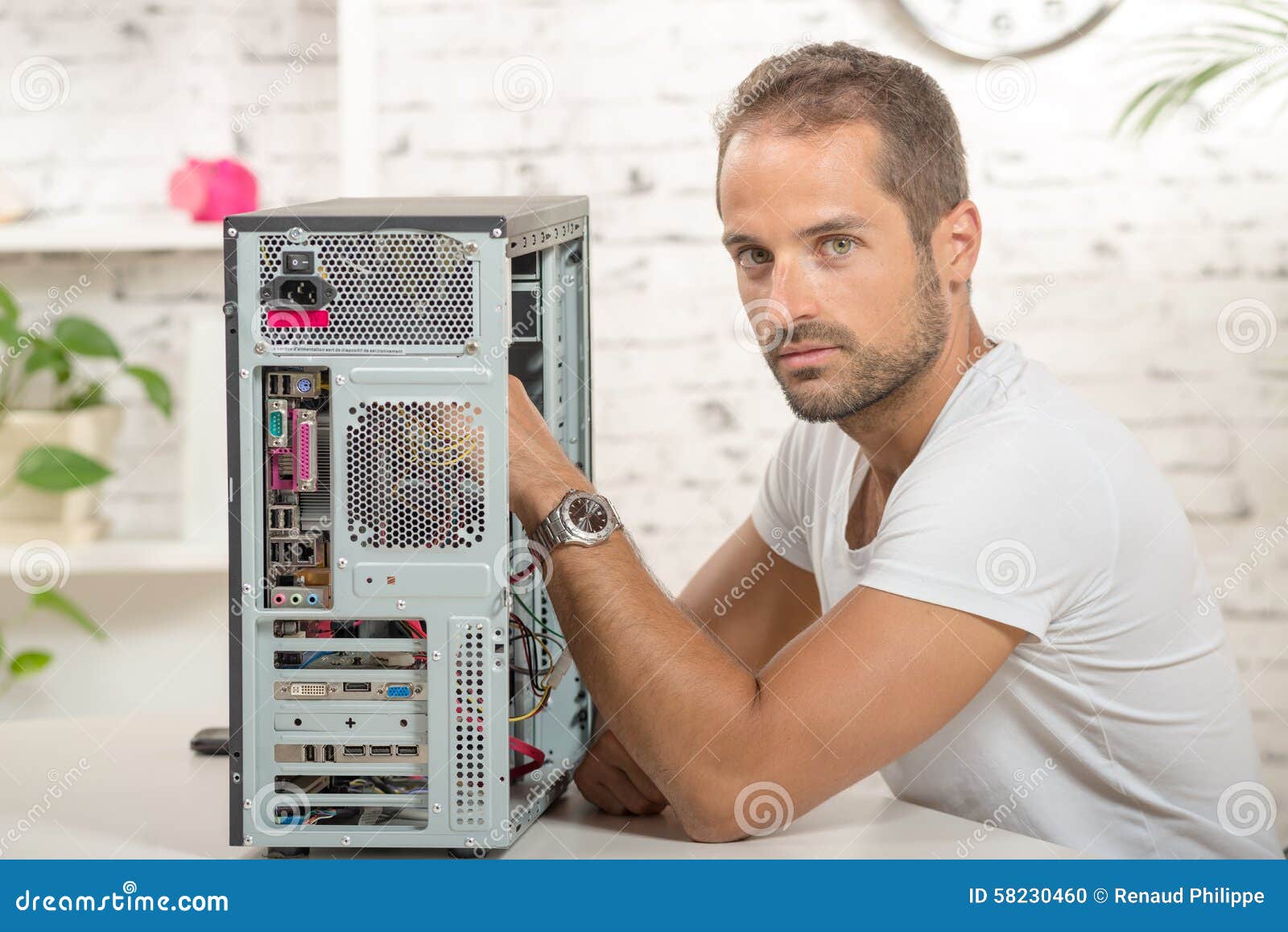 Engineer Repaired a Computer Stock Photo - Image of repaired, fixing ...