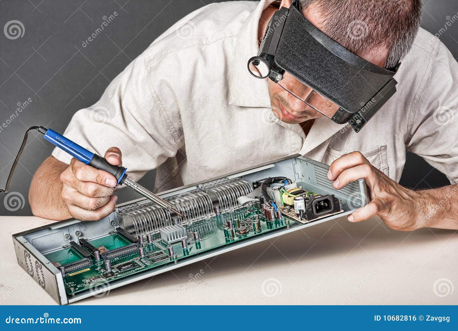 Engineer Repairing Circuit Board Stock Photo - Image of computer ...