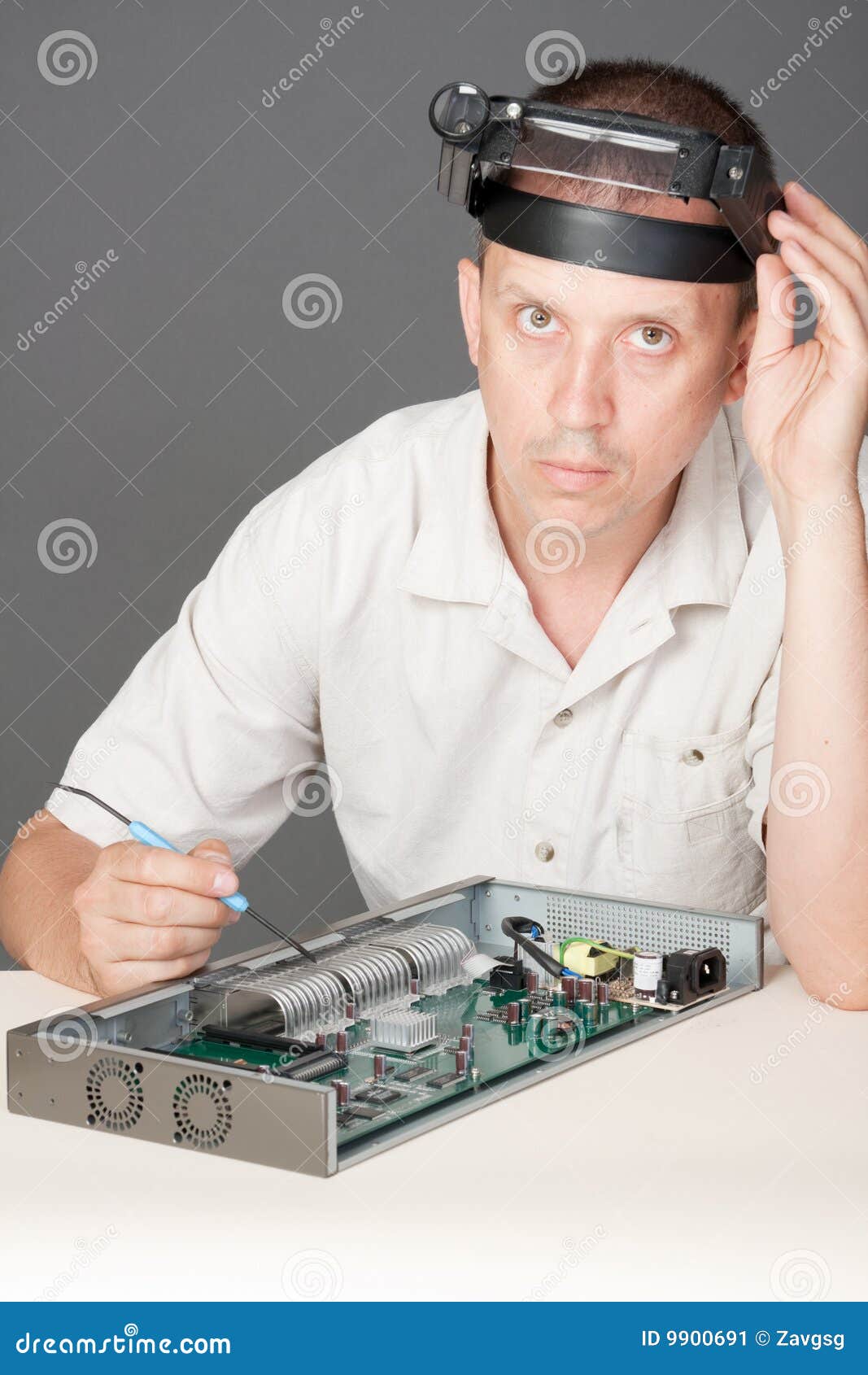 Engineer Repairing Circuit Board Stock Image - Image of capacitor ...