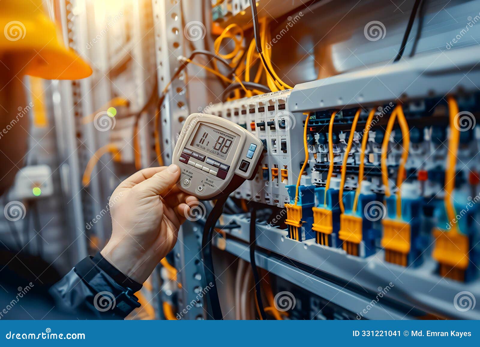 An Engineer Repairing Electricity at Main Power Distribution Board ...