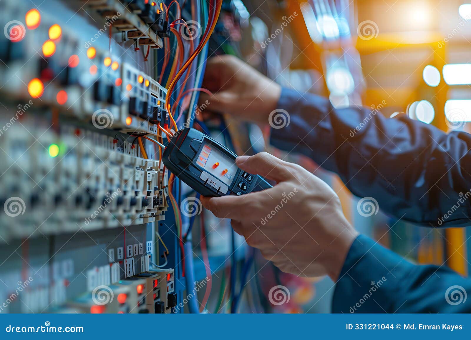 An Engineer Repairing Electricity at Main Power Distribution Board ...