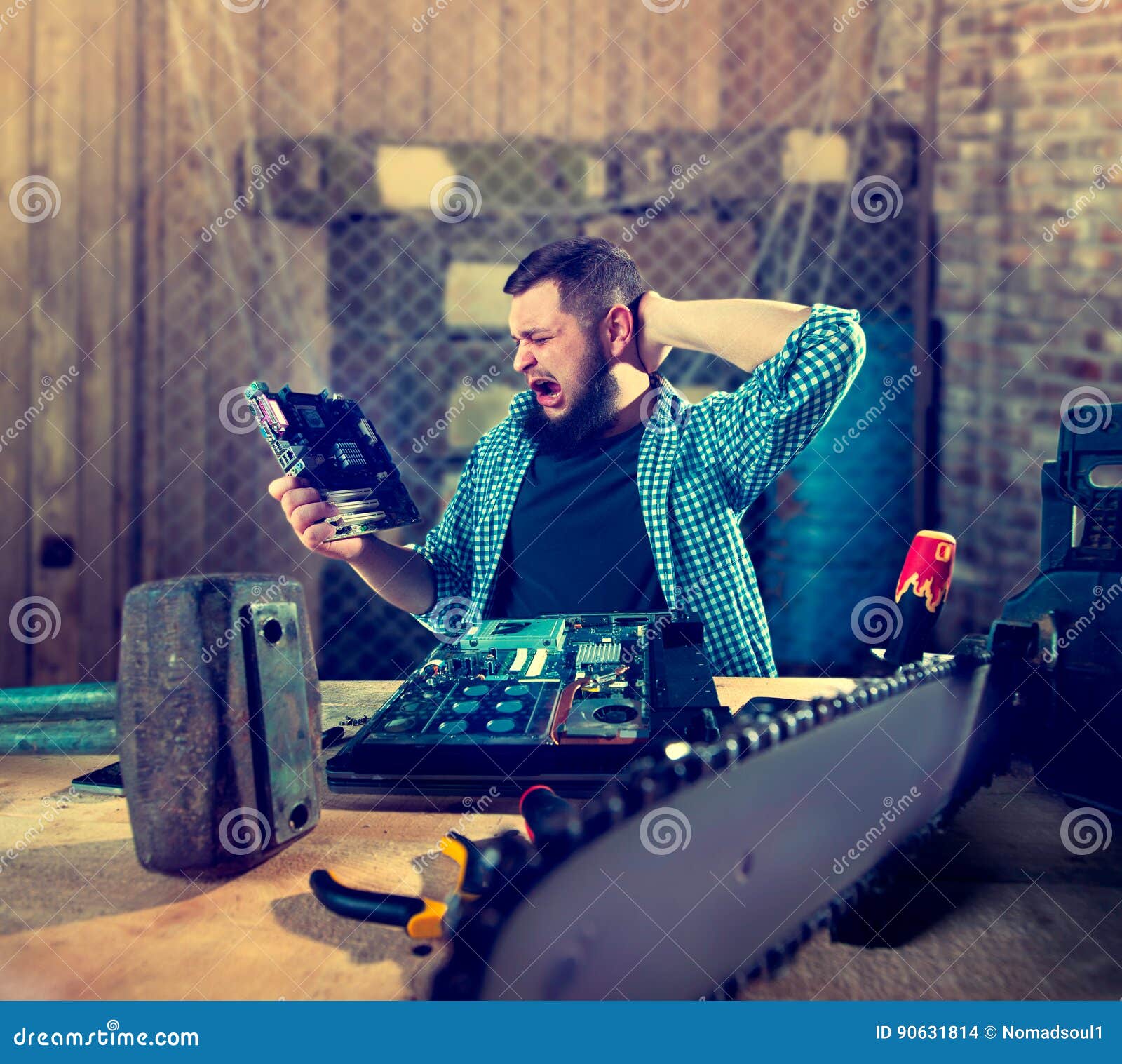 Engineer Repairs Laptop, Repairman Fix Problem Stock Photo - Image of ...