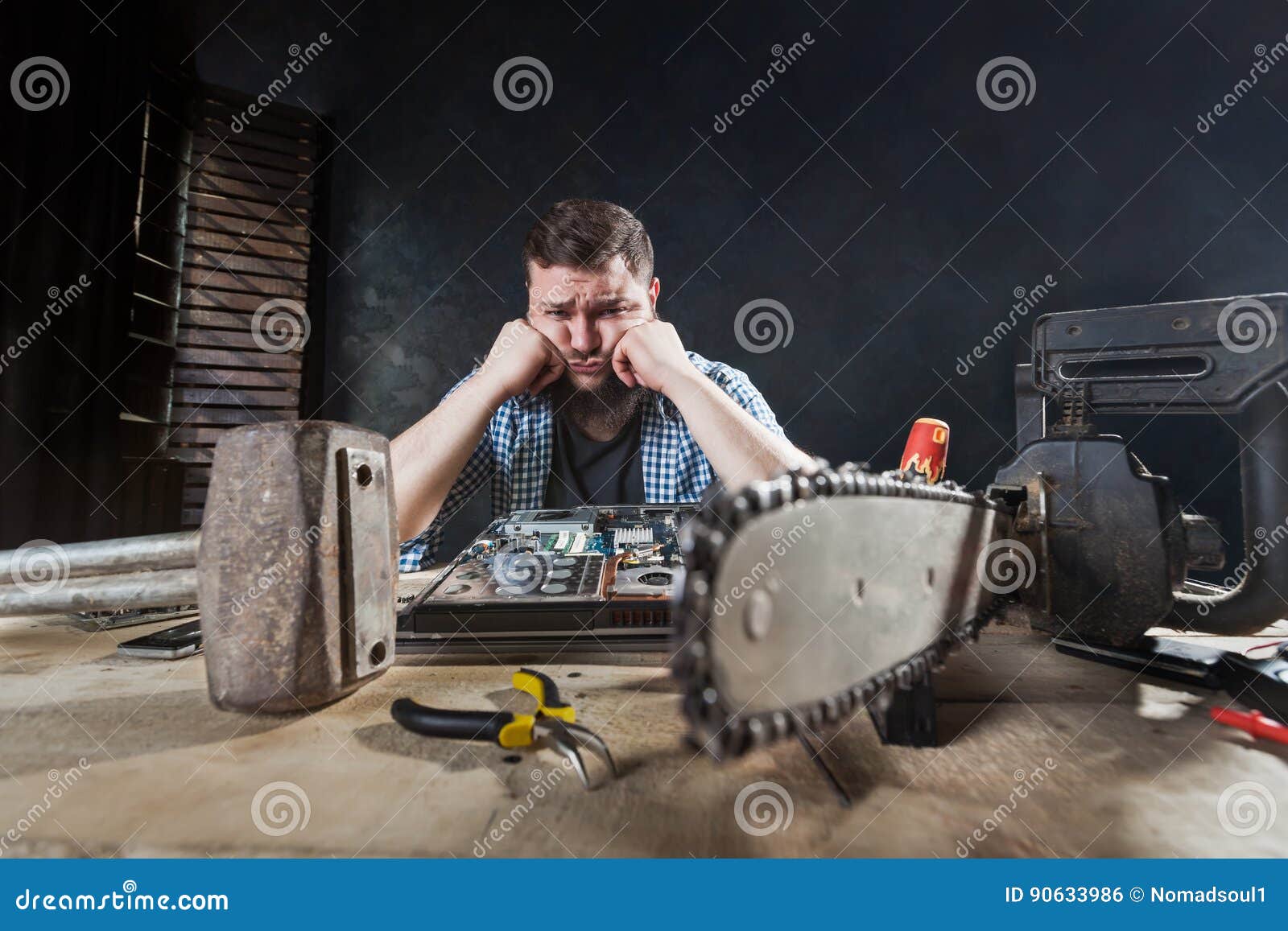 Engineer Repairs Laptop, Repairman Fix Problem Stock Photo - Image of ...