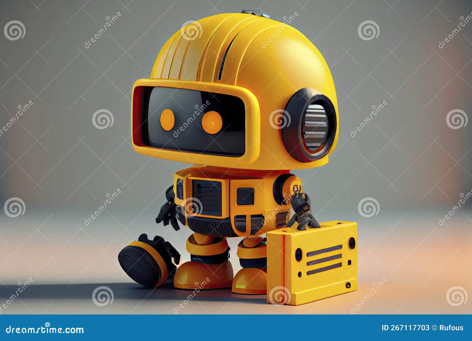 Engineer Robot With 3d Rendering Cute And Small Artificial Intelligence ...