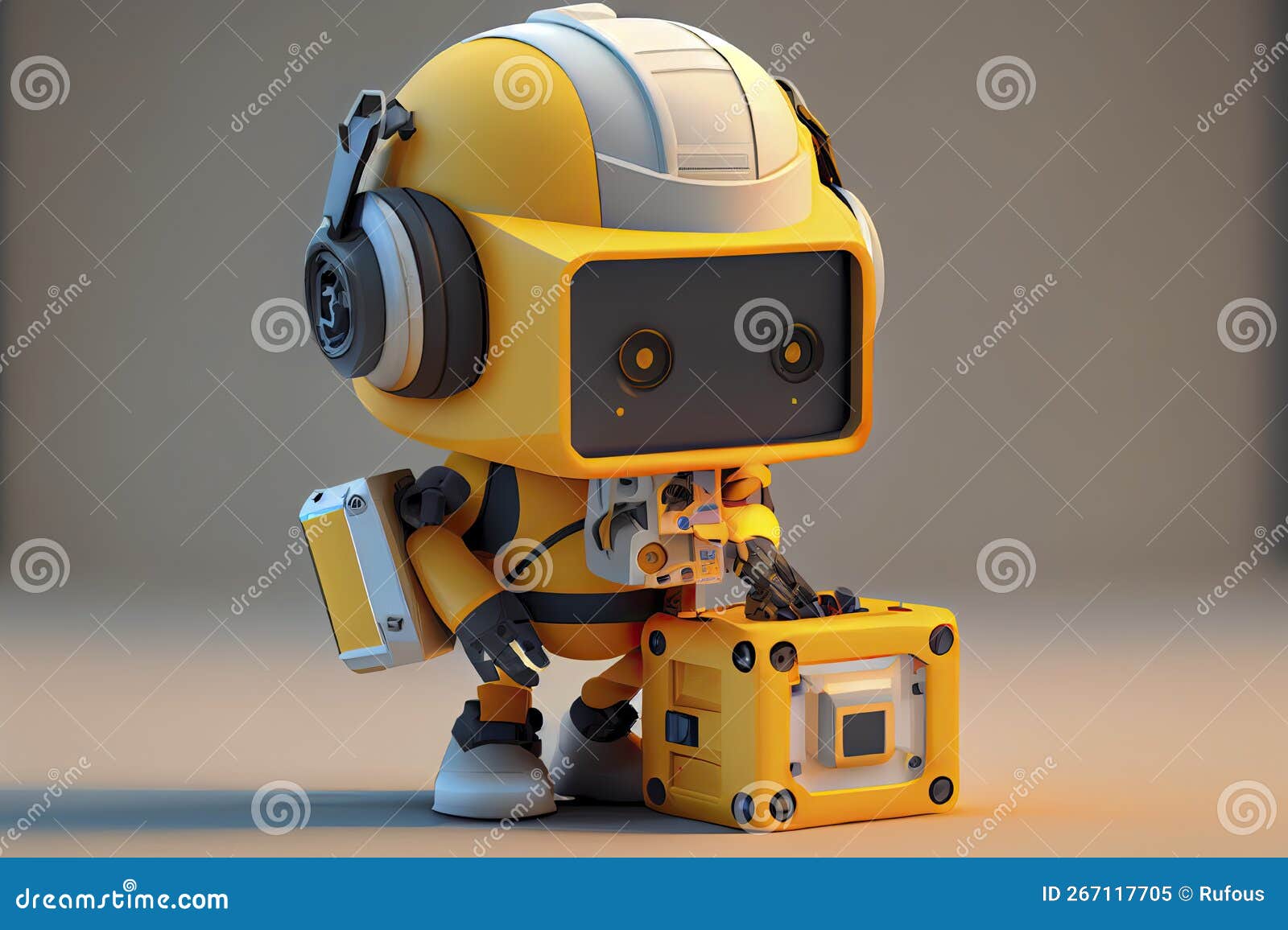 Engineer Robot with 3d Rendering Cute and Small Artificial Intelligence ...