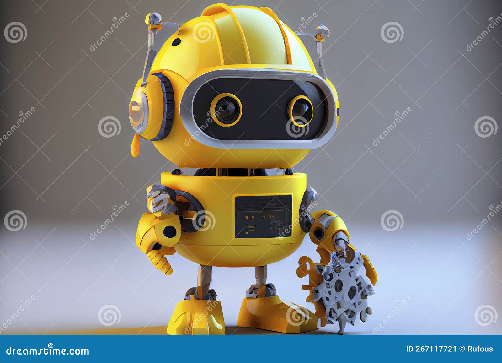 Engineer Robot with 3d Rendering Cute and Small Artificial Intelligence ...