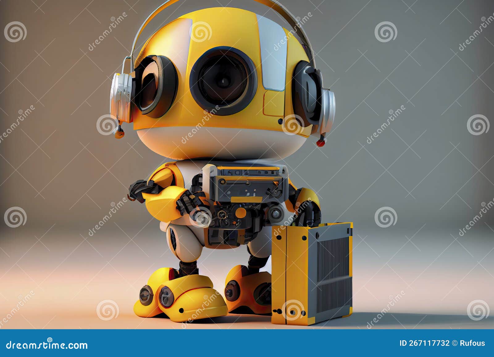 Engineer Robot With 3d Rendering Cute And Small Artificial Intelligence ...