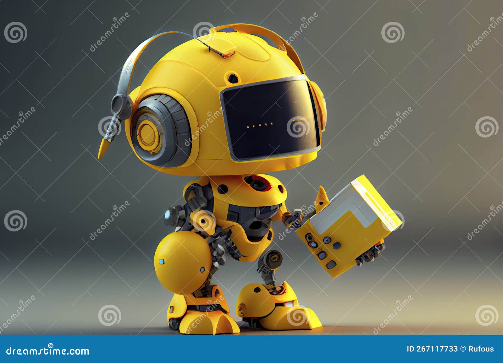 Engineer Robot with 3d Rendering Cute and Small Artificial Intelligence ...