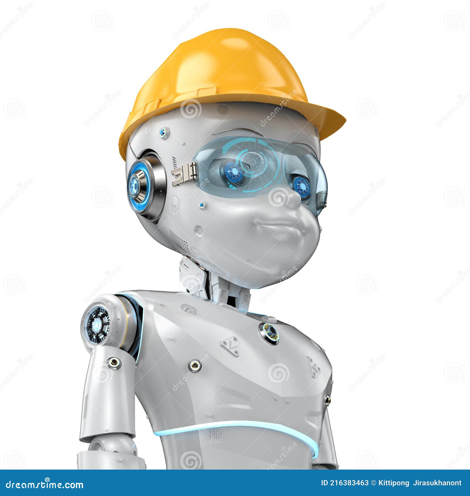 Engineer Robot Wearing Safety Helmet Stock Photo | CartoonDealer.com ...