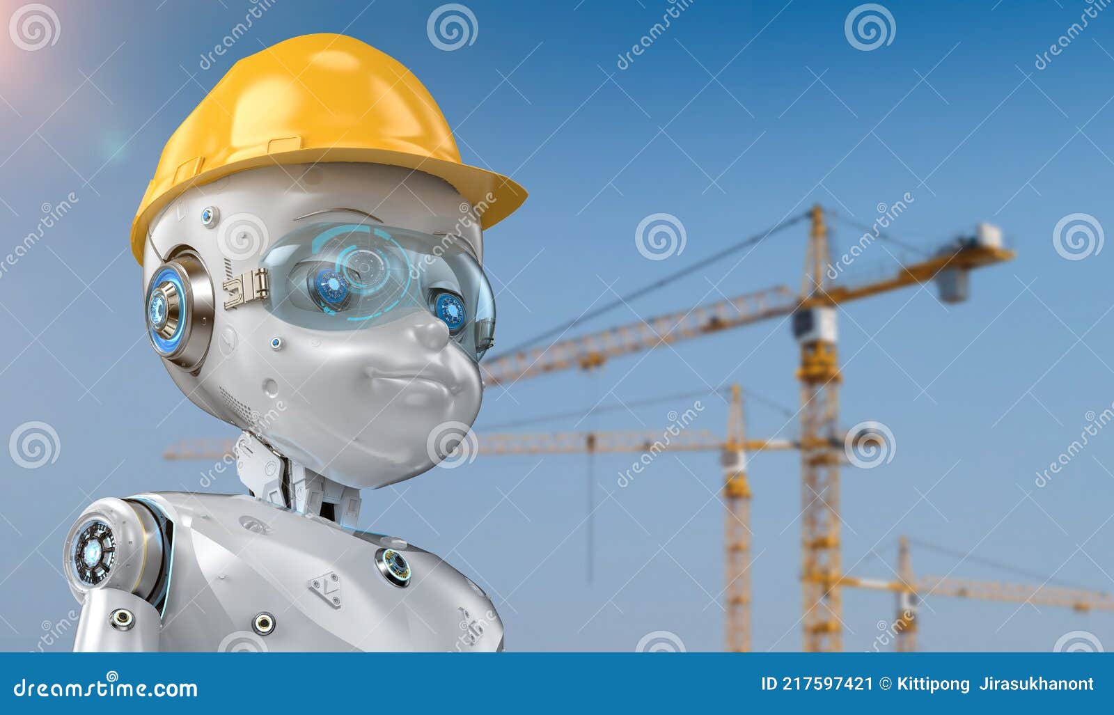 Engineer Robot with Safety Helmet Stock Image - Image of electronic ...