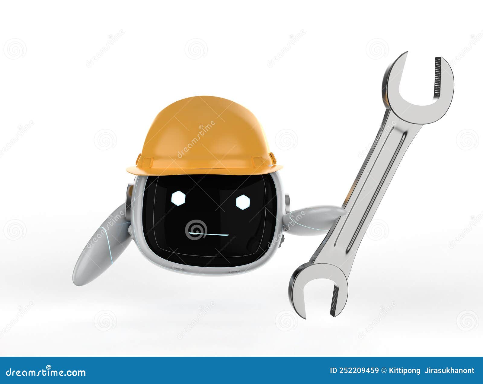 Engineer Robot with Yellow Helmet Stock Illustration - Illustration of ...