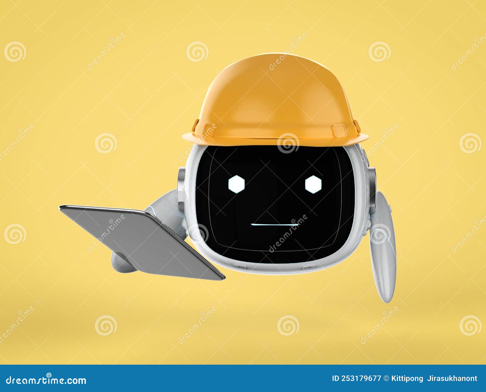 Engineer Robot With 3d Rendering Cute And Small Artificial Intelligence ...