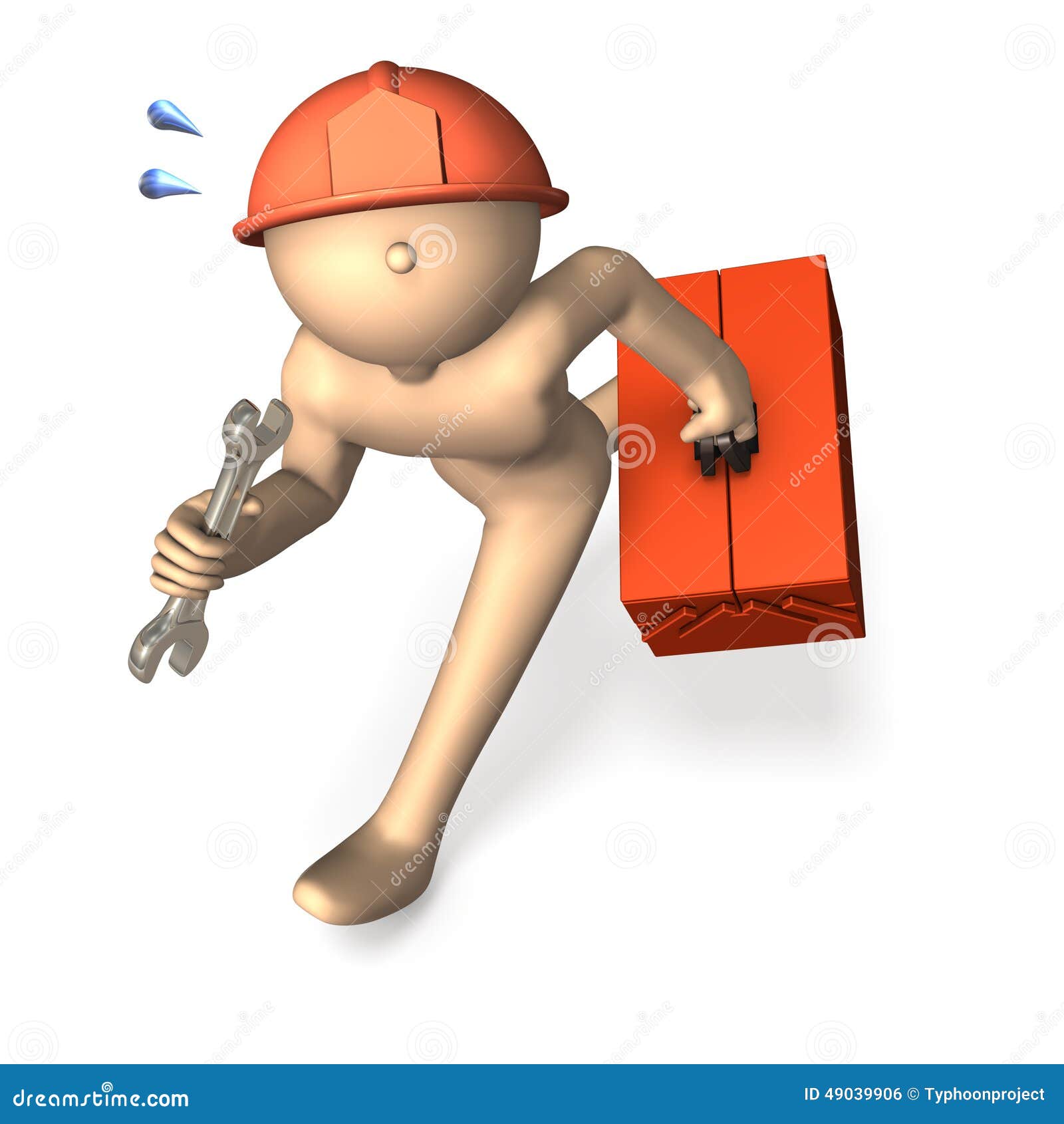 Engineer, Running Having a Tool Box. Stock Illustration - Illustration ...