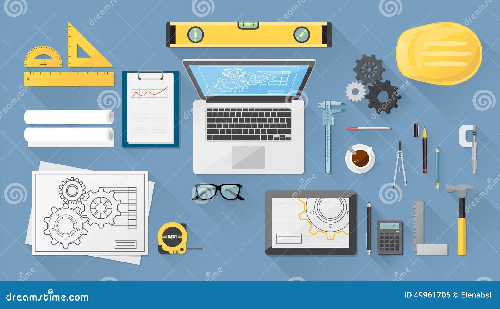 Engineer s desk stock vector. Illustration of creativity - 49961706