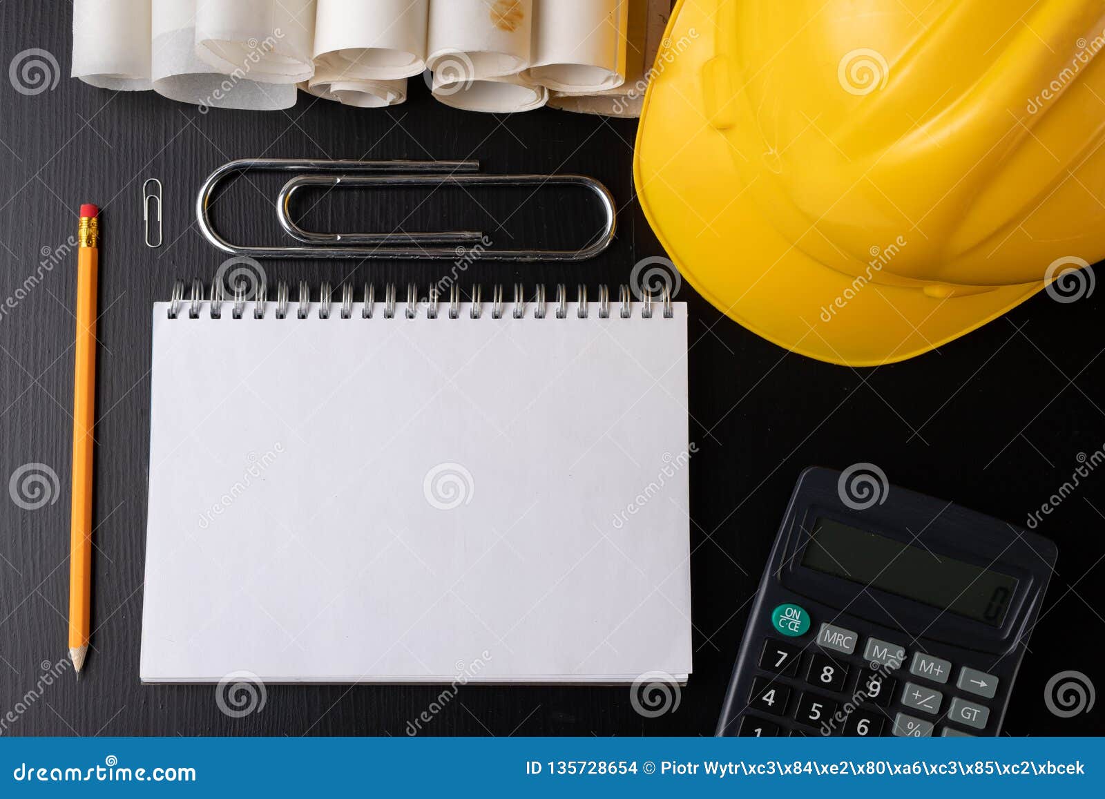 Engineer S Desk Prepared for Work. Accessories Prepared for a Builder ...