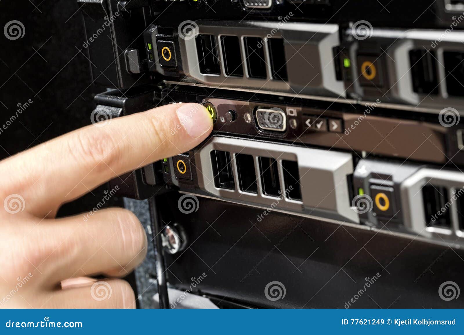 Engineer S Finger Switching on Server at Data Center Stock Image ...