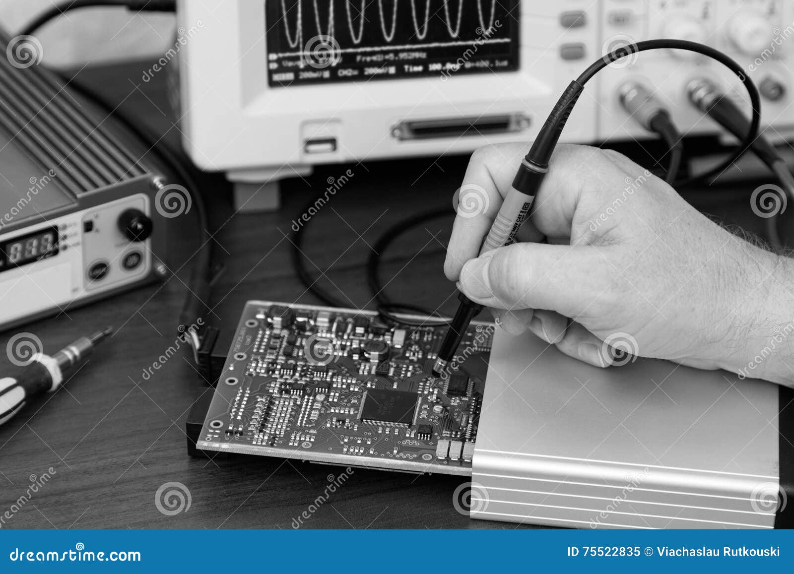 Engineer S Hands Holding Probes Stock Image - Image of signal, circuit ...