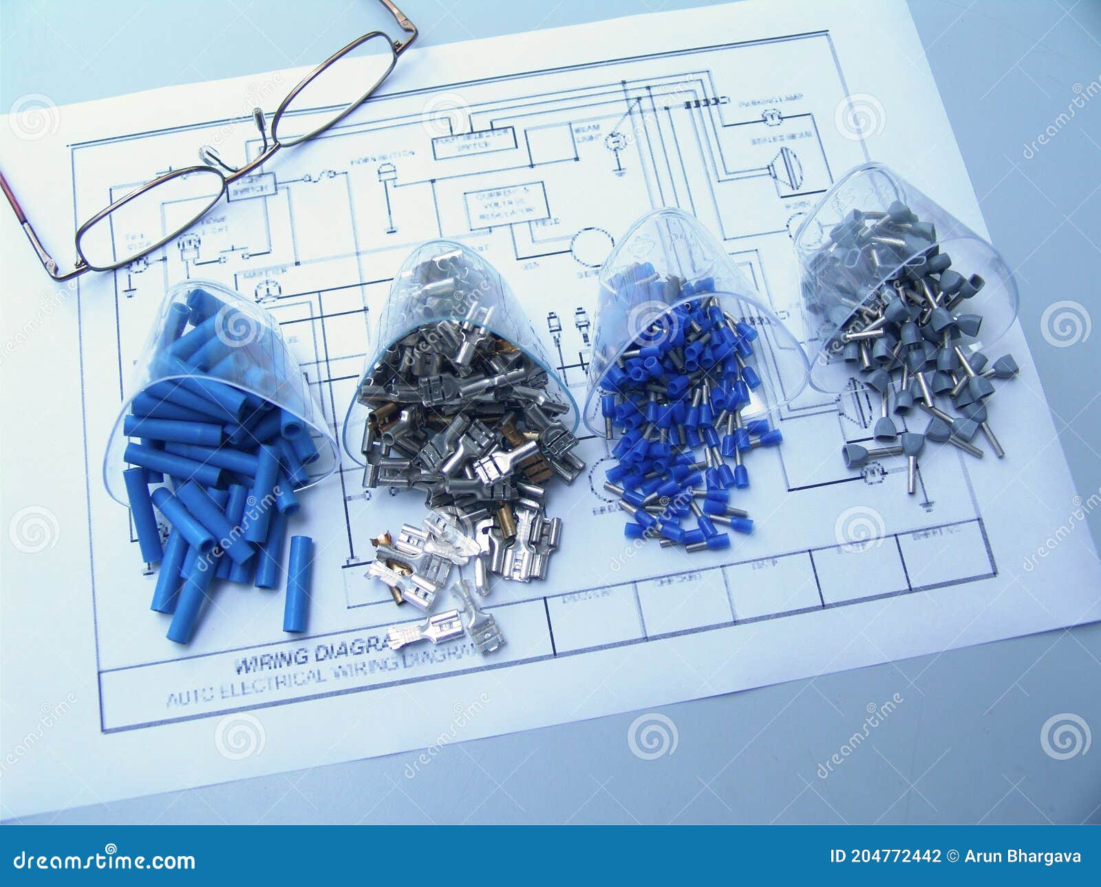 Electrical Connection Terminal Lugs Devises and Wiring Drawing Stock ...