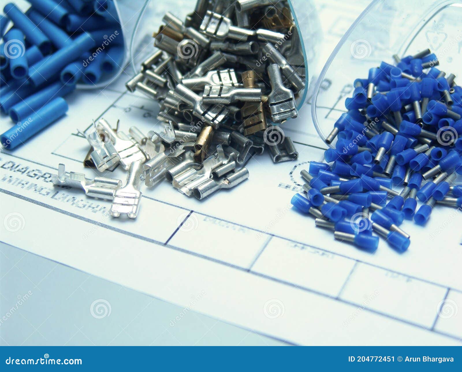 Electrical Connection Terminal Lugs Devises and Wiring Drawing Stock ...
