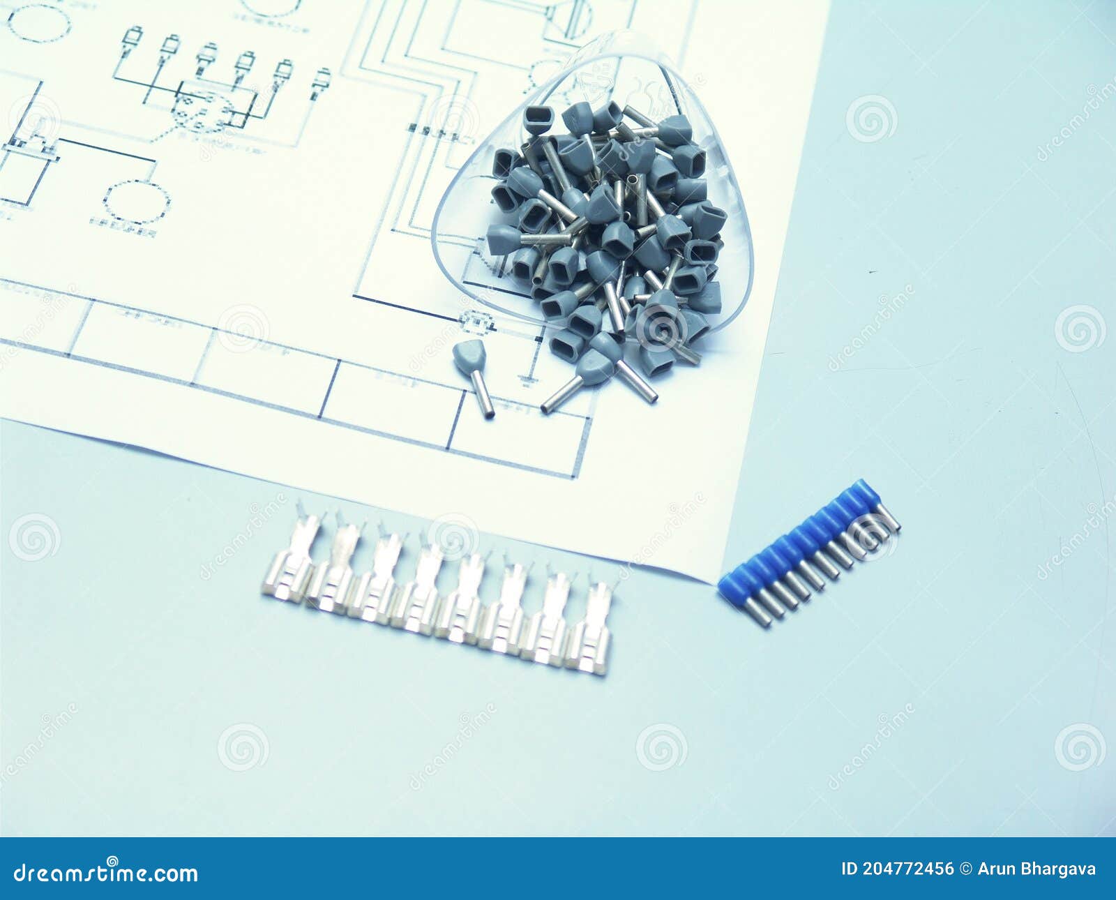 Electrical Connection Terminal Lugs Devises and Wiring Drawing Stock ...