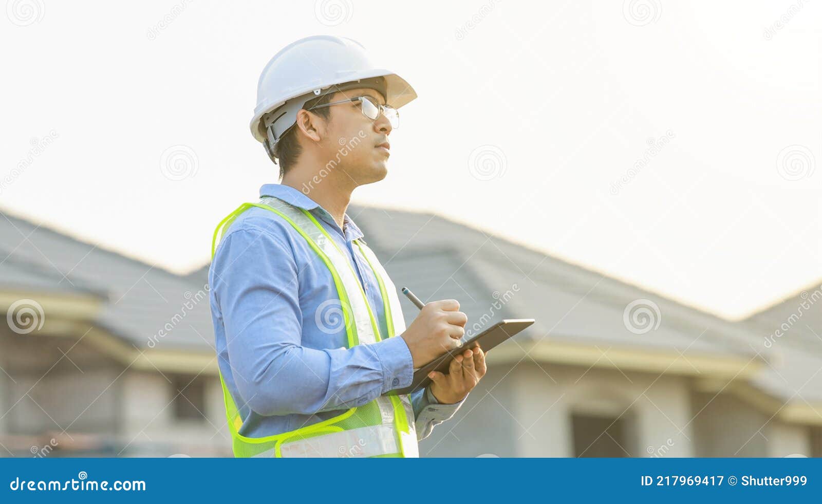 Engineer Working on Digital Tablet at Construction Site Stock Image ...