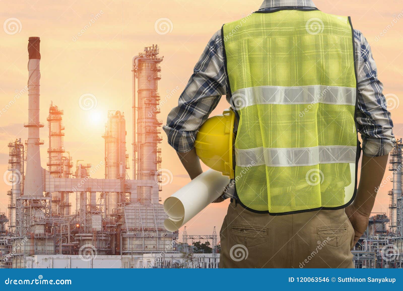 Engineer or Safety Officer Holding Hard Hat with the Mobile Crane ...