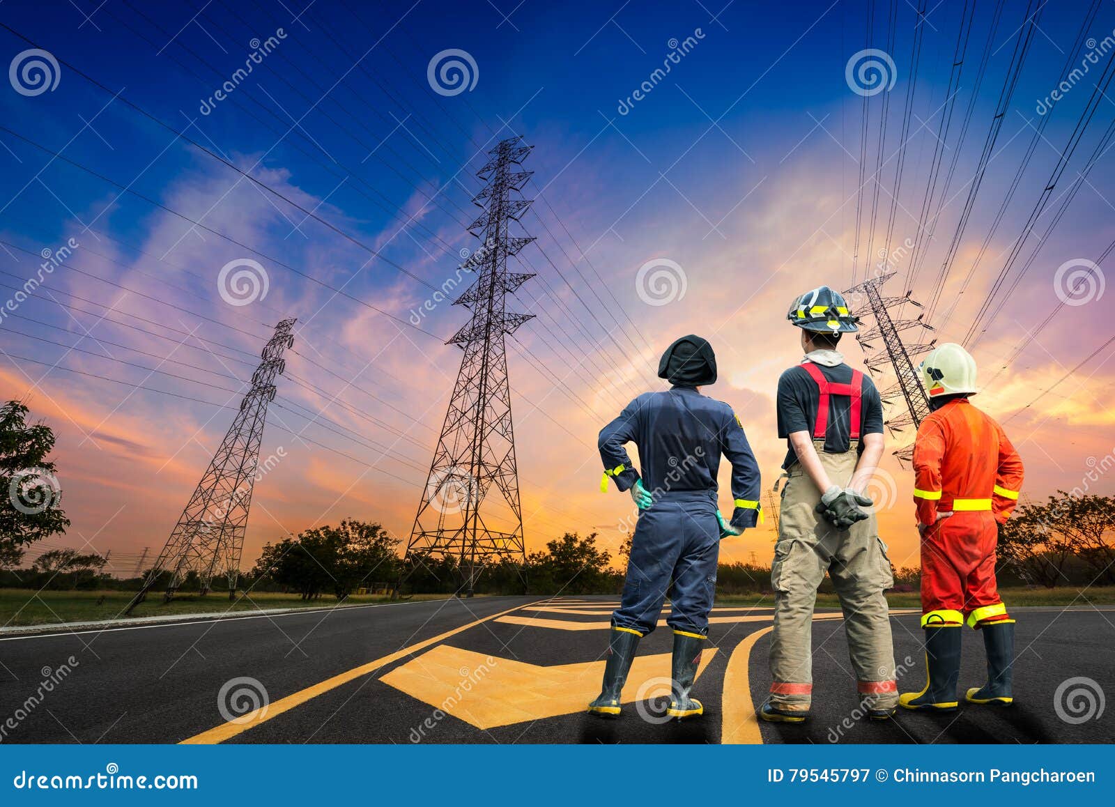 Engineer Safety Survey of Electricity Pylon Stock Image - Image of ...